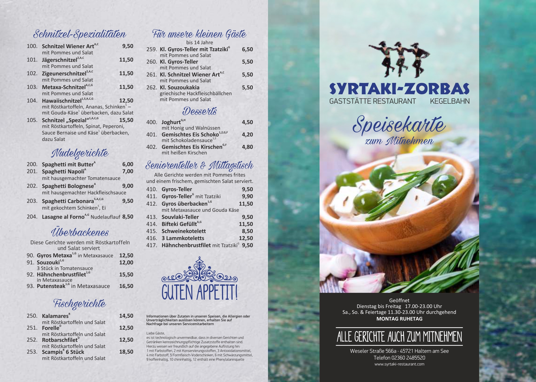SPEISEKARTE – Syrtaki Restaurant